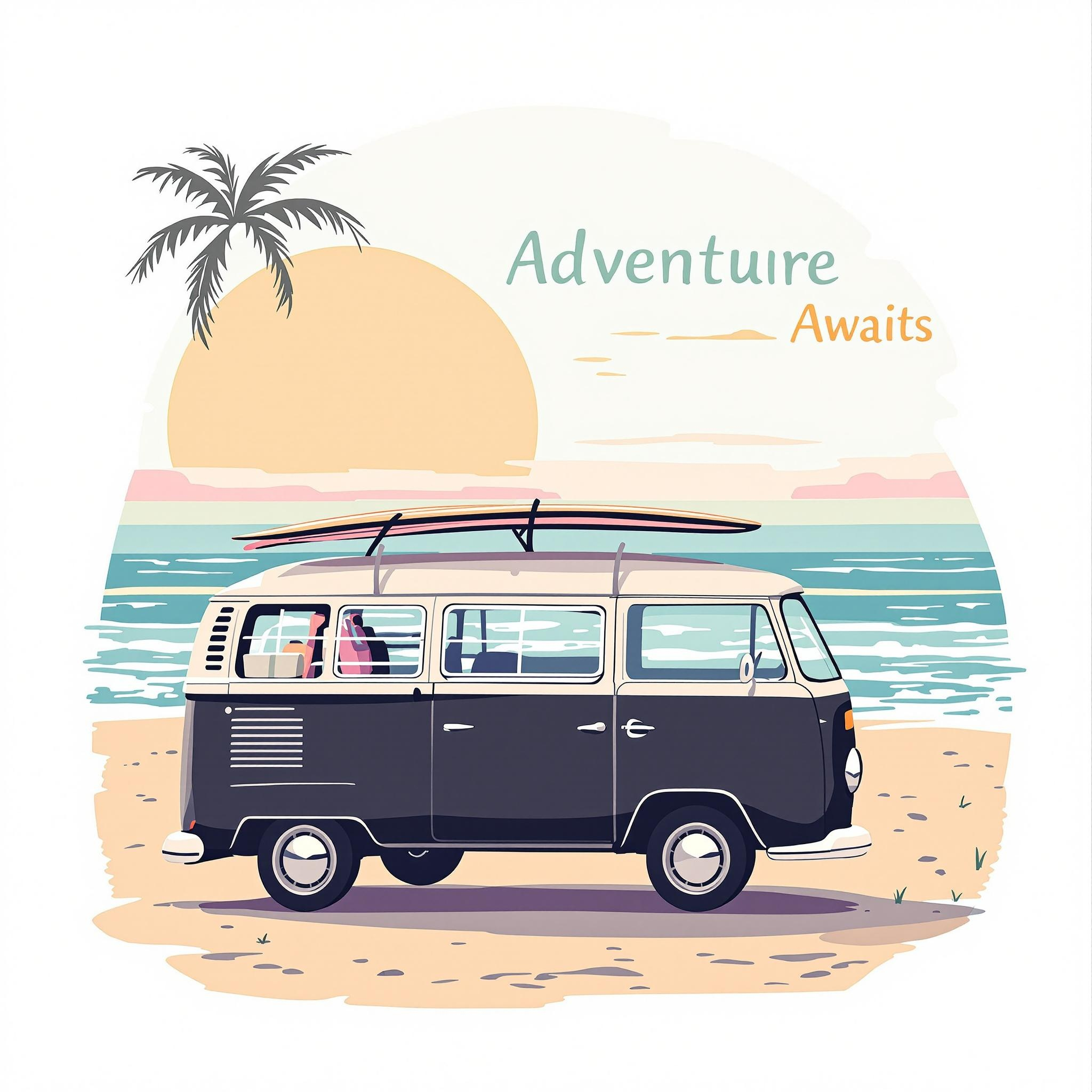 Minimalist Vintage Camper Van Art Design — MyDesigns.io