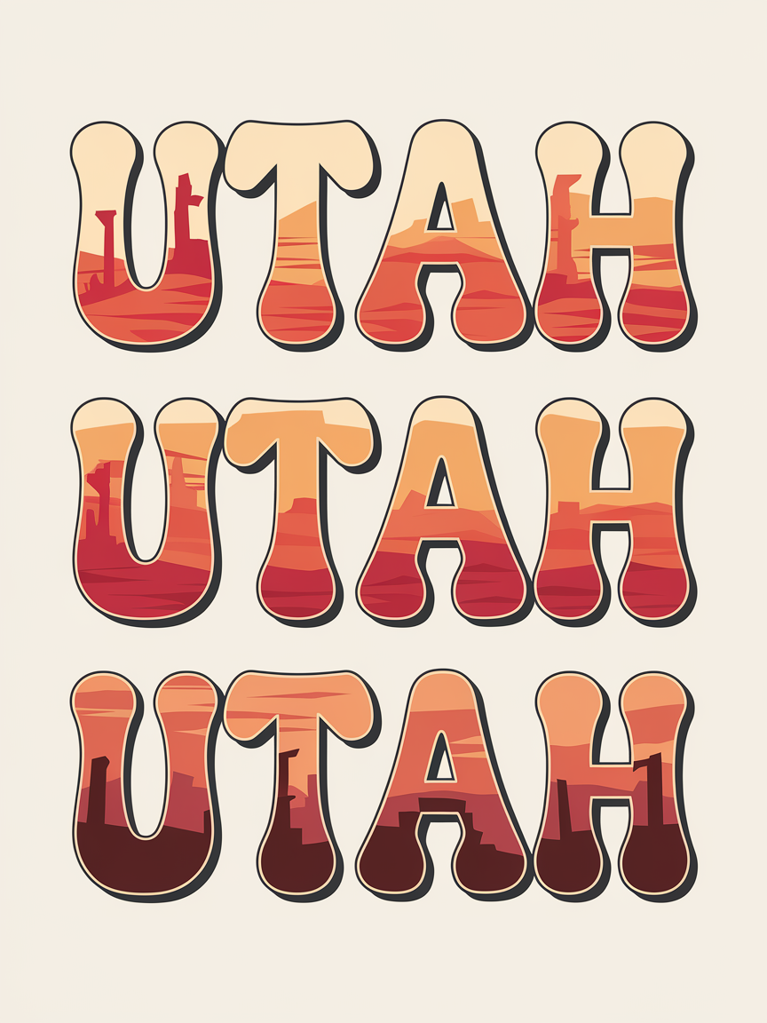 Utah Retro Bubble Letters Design Design — MyDesigns.io