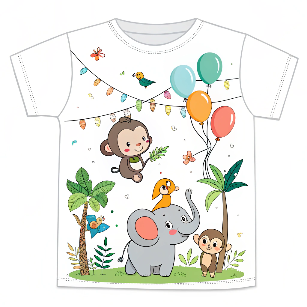 Kawaii Jungle Animals T-Shirt Design Design — MyDesigns.io