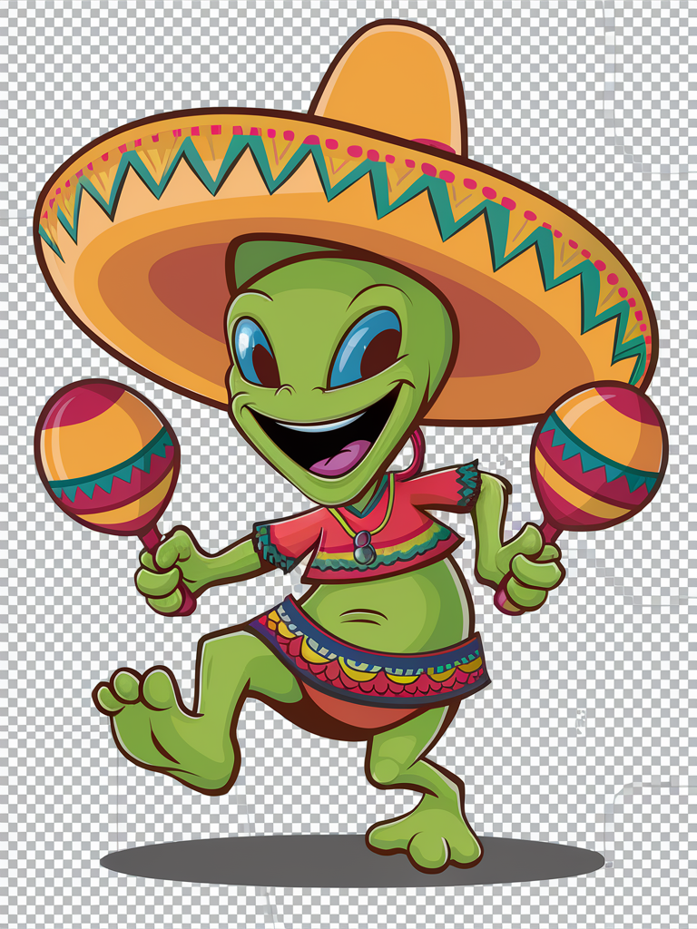 Green Alien with Sombrero and Maracas Design — MyDesigns.io