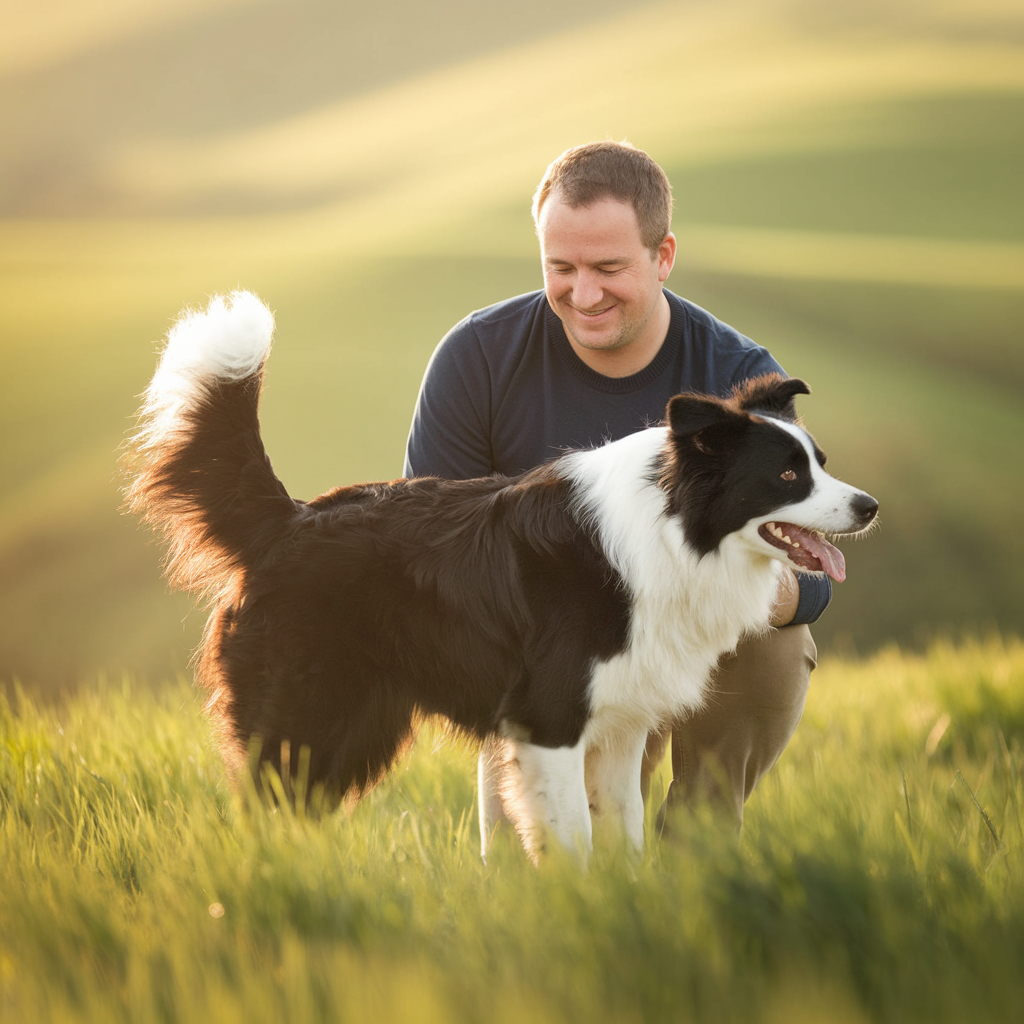 Realistic Photo of Man with Border Collie Design — MyDesigns.io